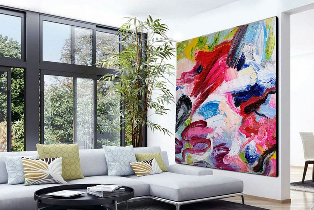 EXTRA LARGE Abstract Painting | Red Abstract Art | Modern Art Canvas ...
