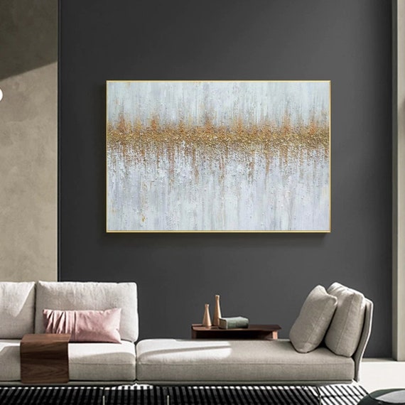 Gold Wall Decor Gold Leaf Painting Large Wall Art Texture | Etsy