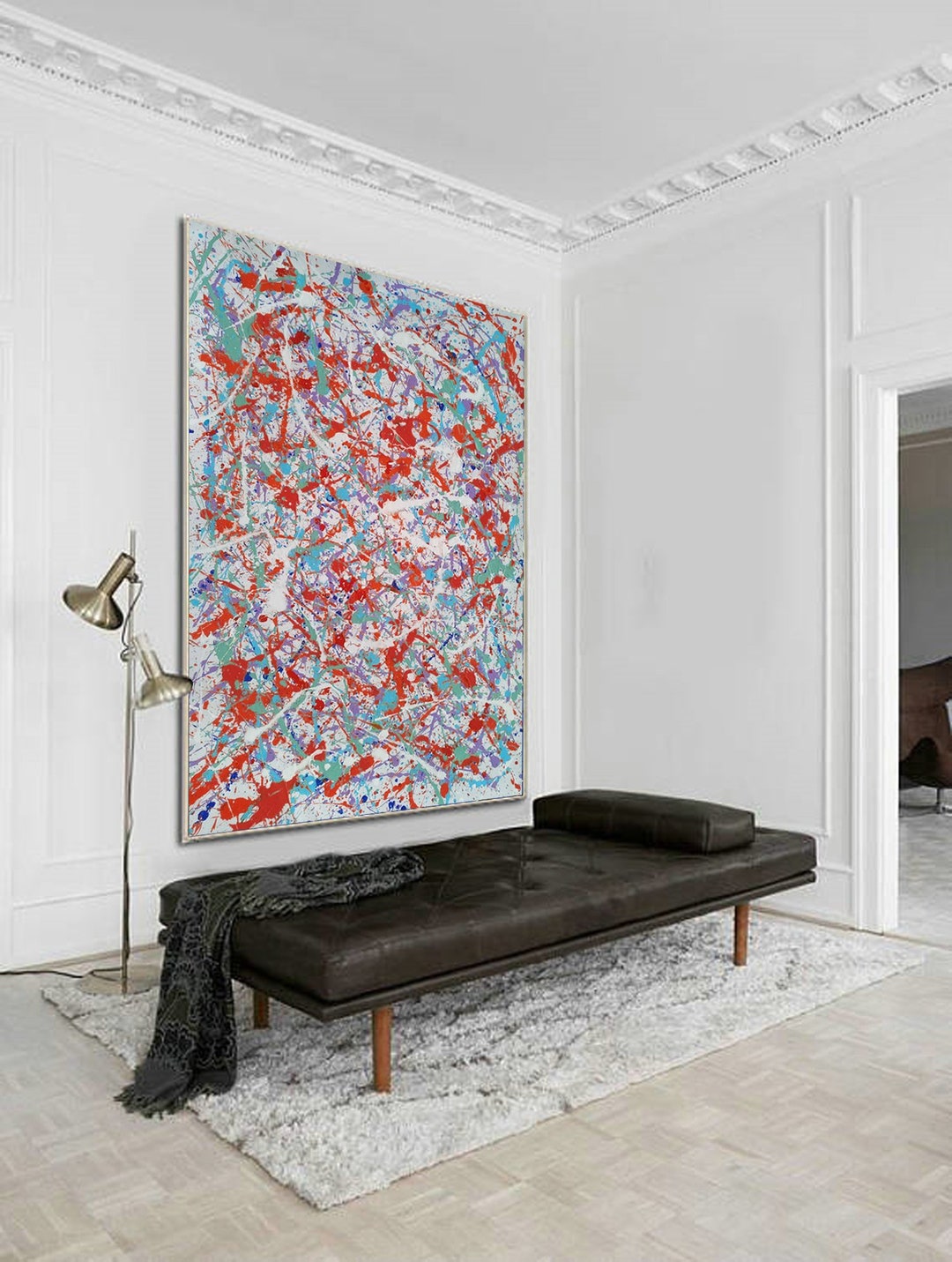 ORIGINAL Large Jackson Pollock Style Painting, Large Red String Wall ...