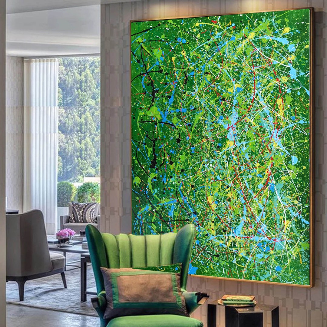 Large Green Abstract Painting, Green Abstract Wall Art, Green Oil ...