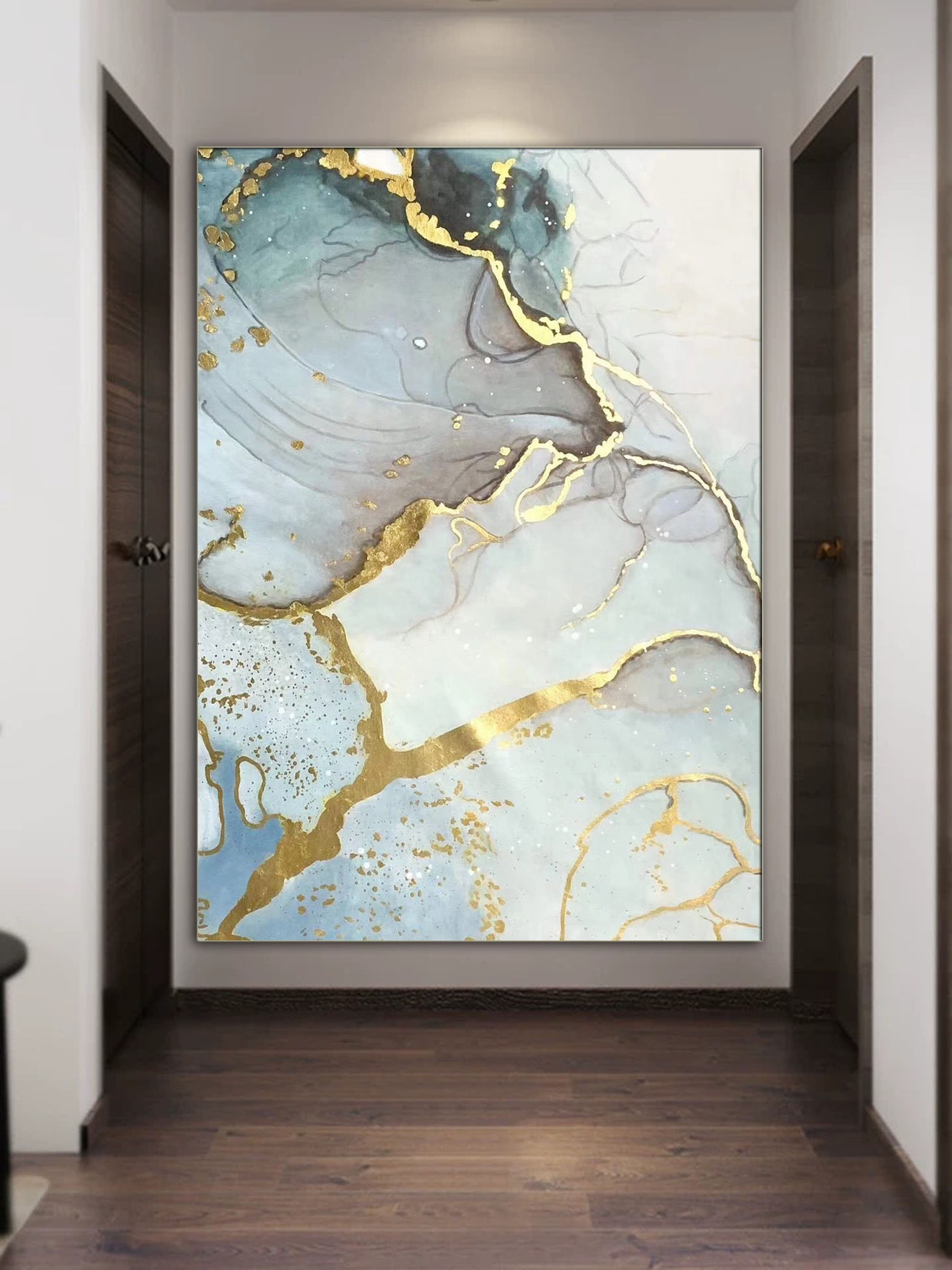 Minimal Canvas Art Large Wall Art Big Gold Painting Extra - Etsy