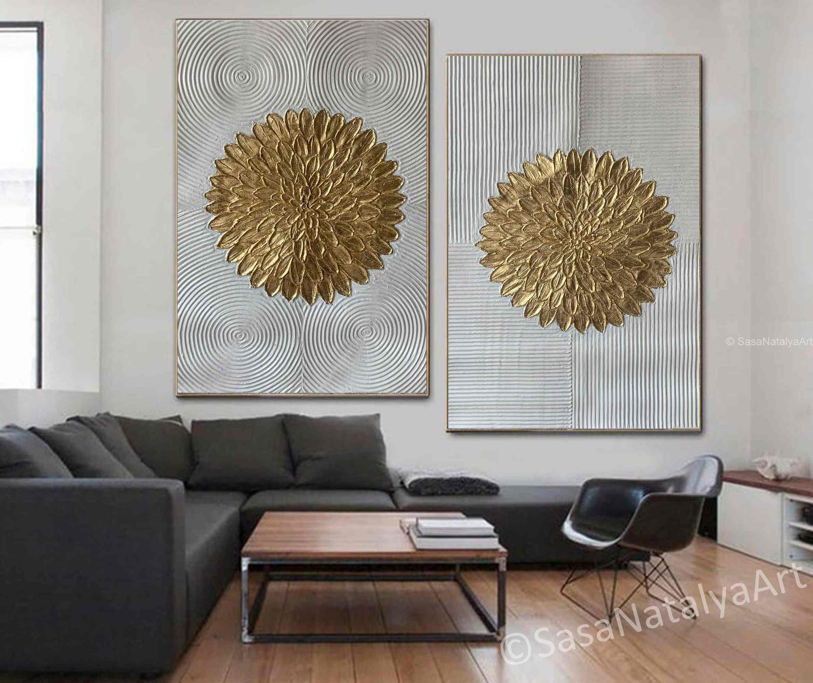 Abstract Art Set Set of 2 Wall Art Large Wall Art Modern - Etsy