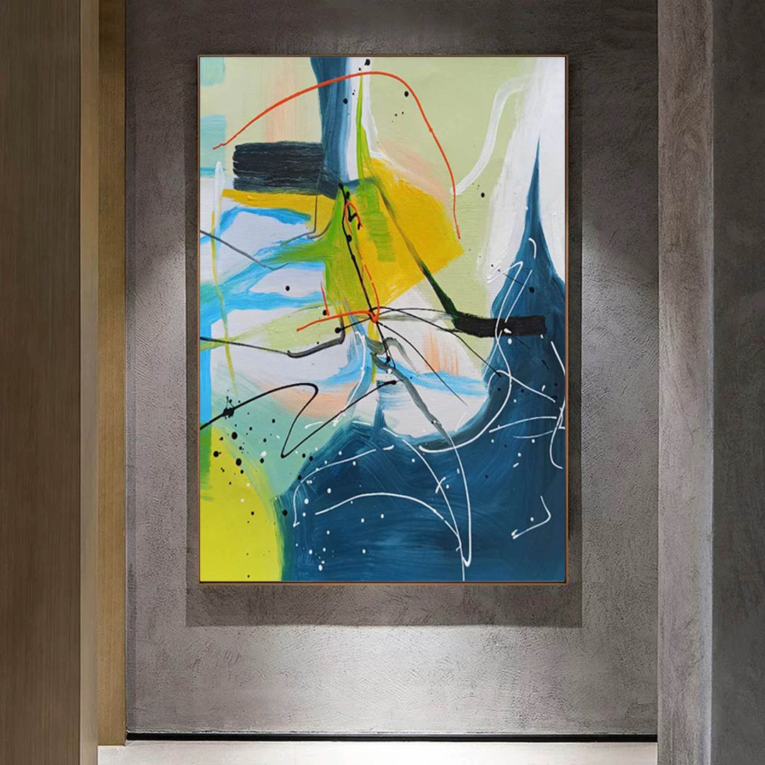 Large Oil Painting , Contemporary Abstract Canvas, Extra Large Framed ...