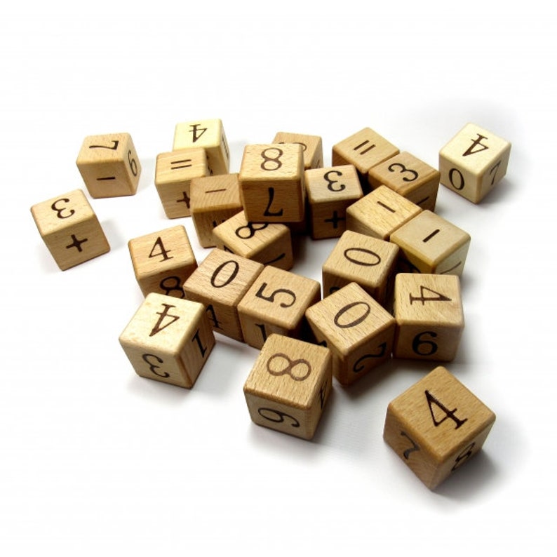 24 set of wooden number blocks math wooden blocks educational | Etsy