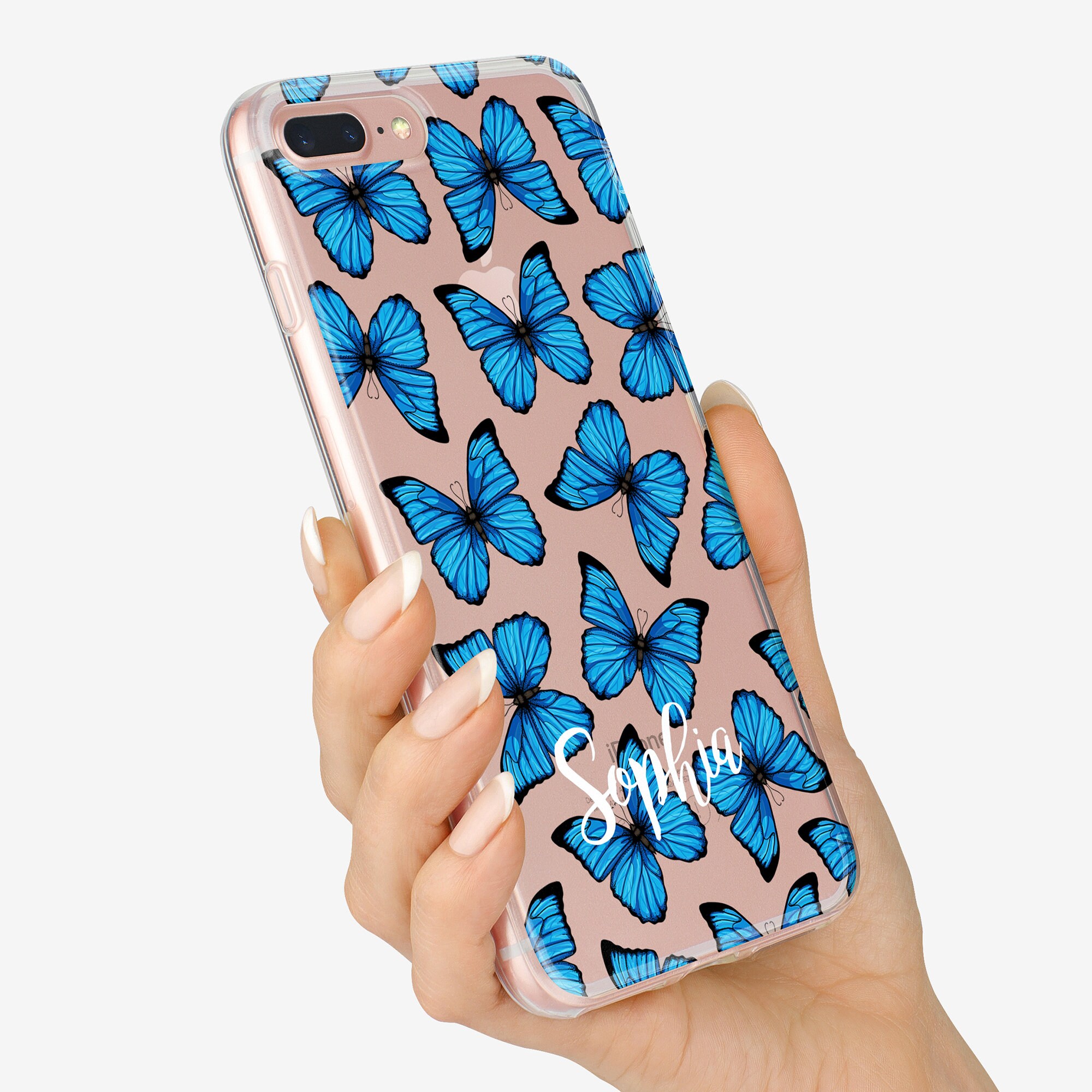 Personalised Name Custom Phone Case Clear Soft Gel Butterfly Design ...