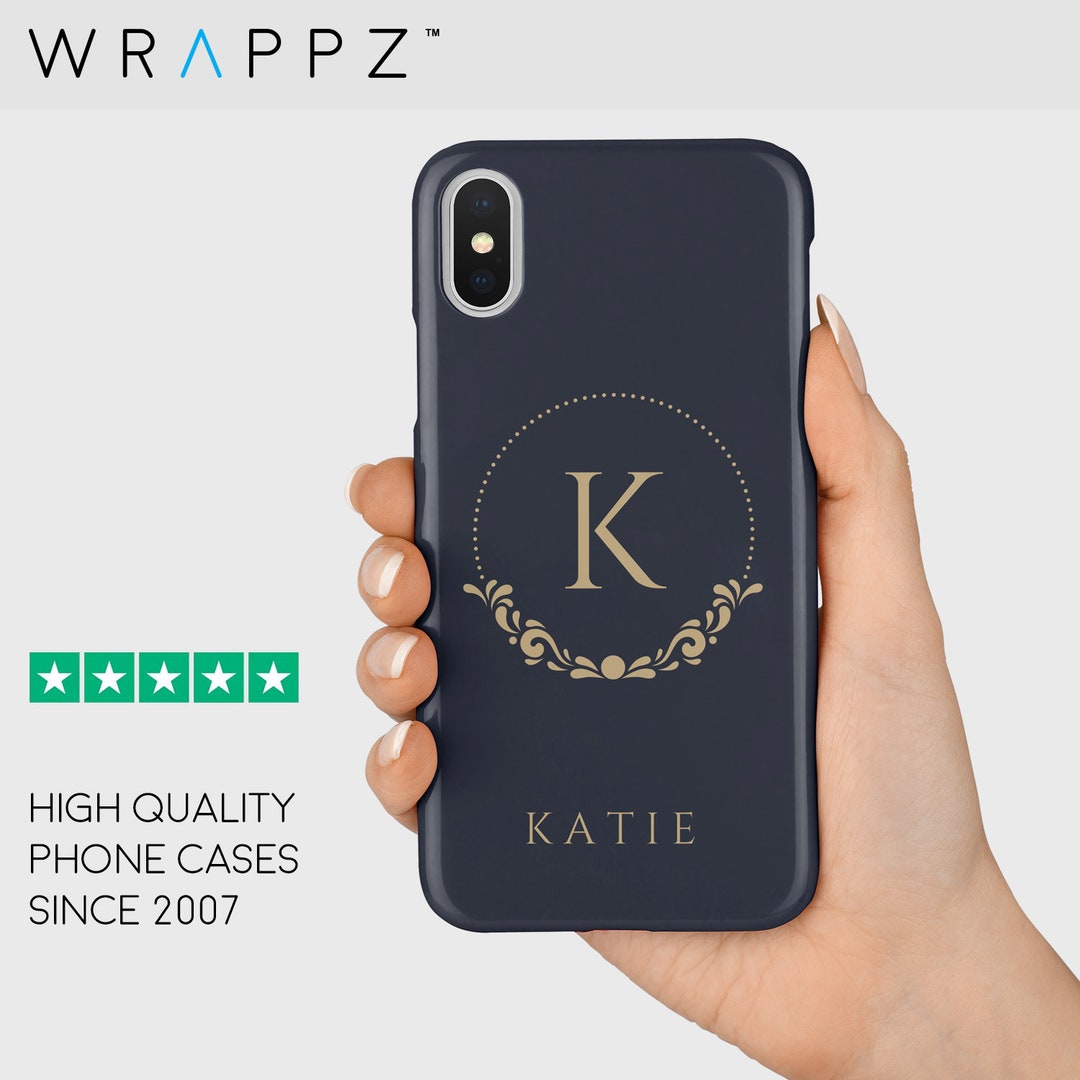 Personalized Gold Monogram Phone Case, Custom Initial Hard Plastic Case ...
