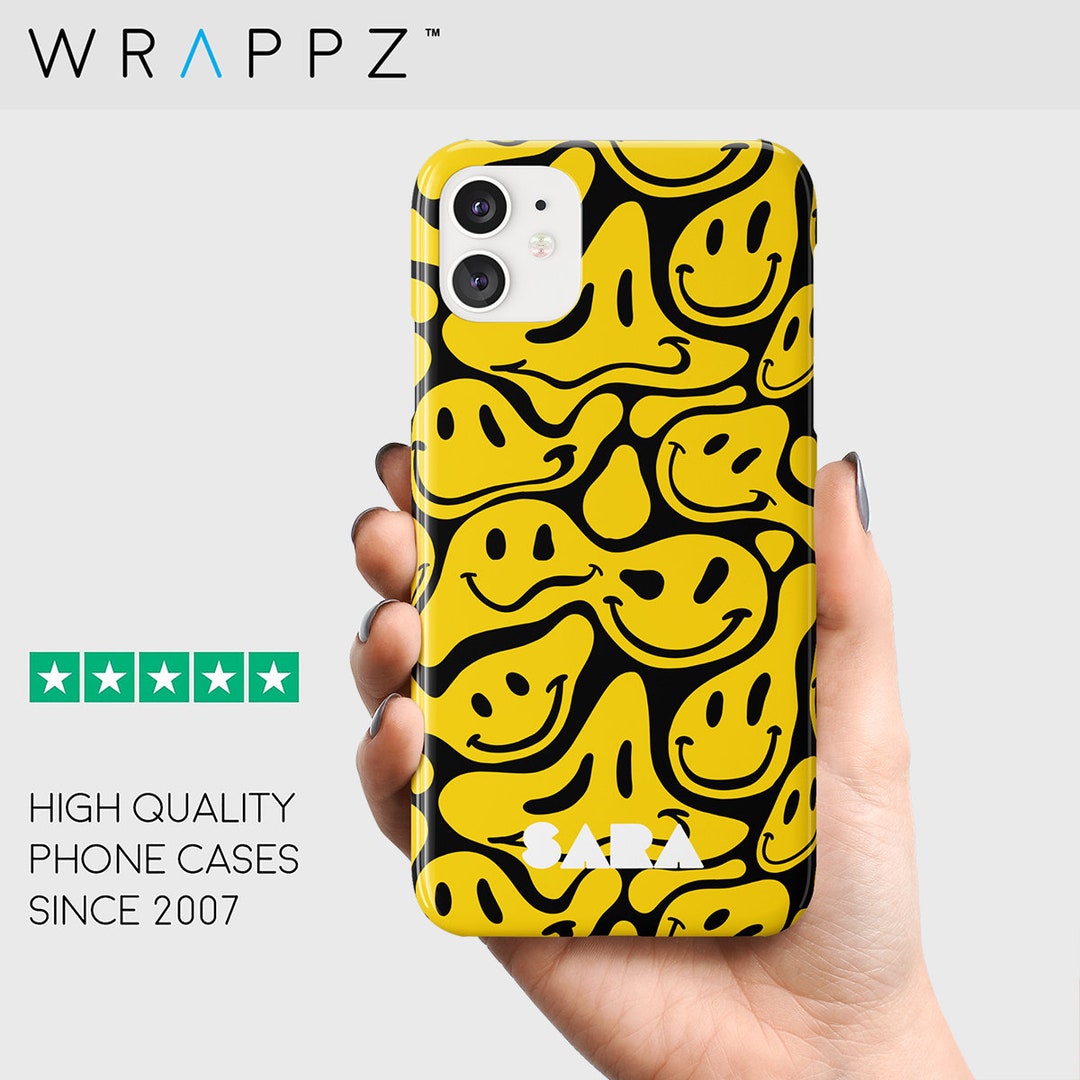 Personalized Smiley Face Phone Case: Custom Name Hard Plastic Case - Etsy