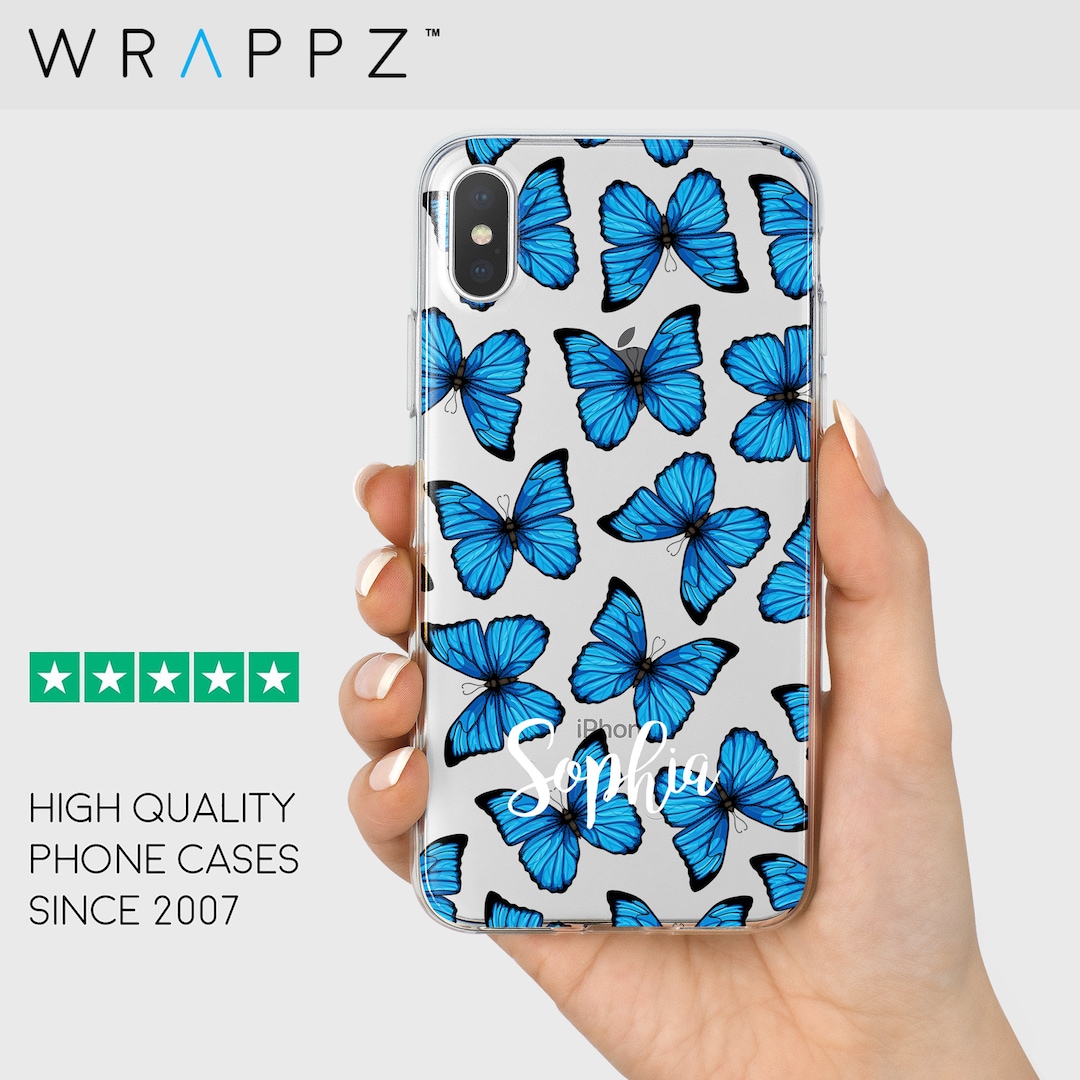 Personalised Name Custom Phone Case Clear Soft Gel Butterfly Design ...
