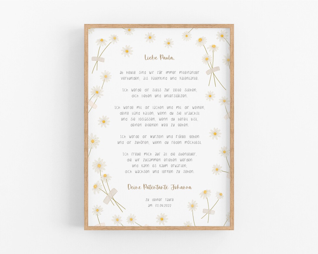 Letter to Godchild for Baptism Daisies / Baptismal Letter / - Etsy