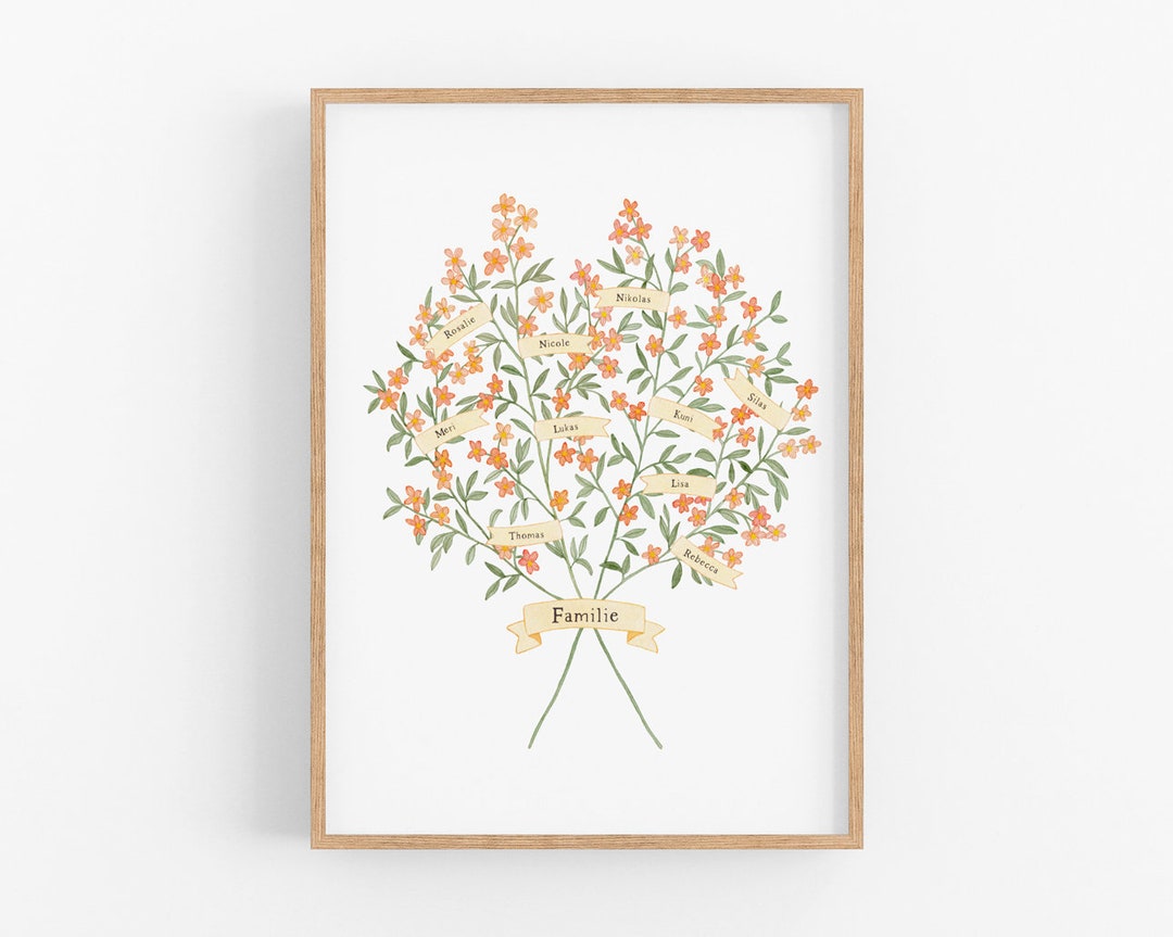 Family Tree Orange Family Tree With Pennants / Christmas Gift Grandma ...