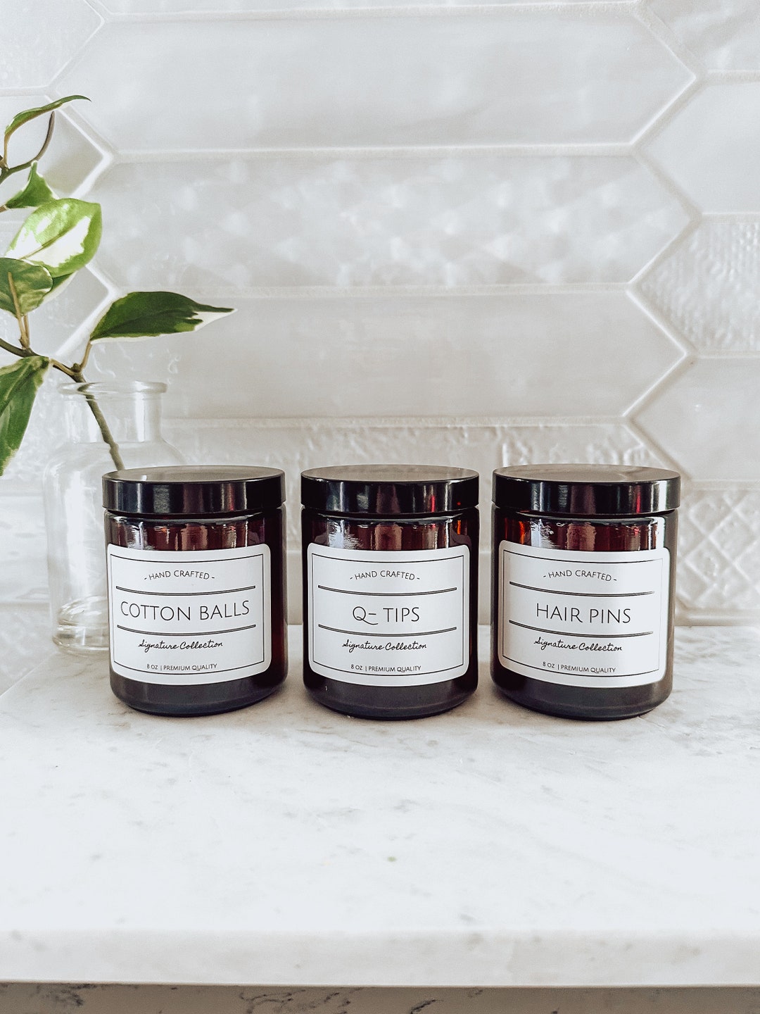 8oz Bathroom Accessories Storage Jars, Q-tip Container, Bathroom ...