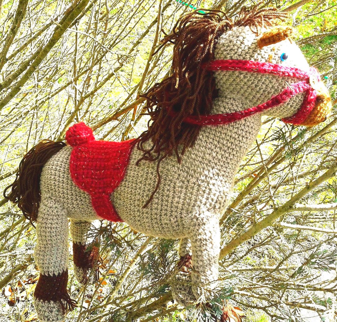 Crocheted Horse, Erich the Light Brown Horse, Detachable Rose Gold ...