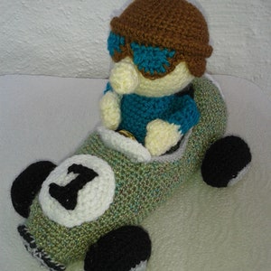 Racer Crocheted With Racing Car, Alfred the Racer Crocheted - Etsy