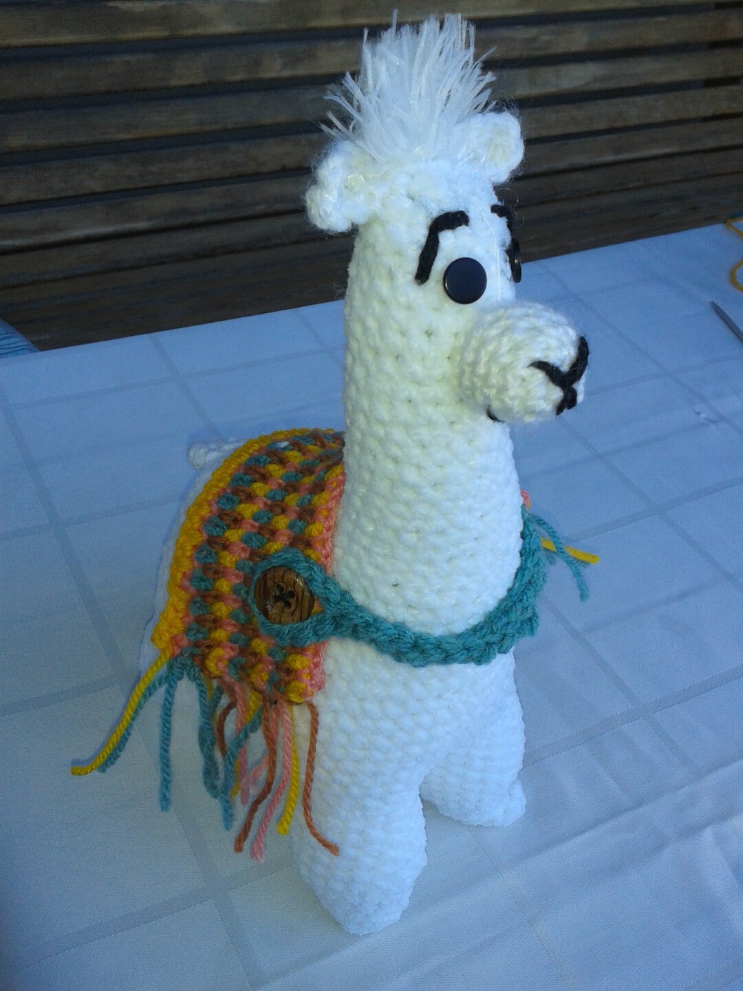 Alpaca Crocheted, Alpaca Stevie Made of White Chenille Yarn, About 30 ...