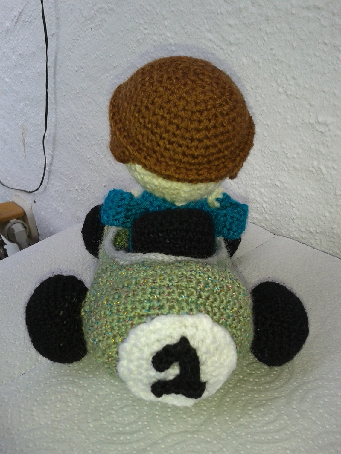 Racer Crocheted With Racing Car, Alfred the Racer Crocheted - Etsy