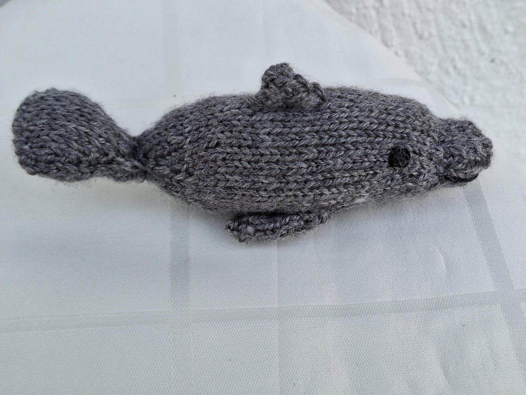 Dolphin Knitted 15 Cm Long From Grey Polyacrylic Yarn, Small Companion ...