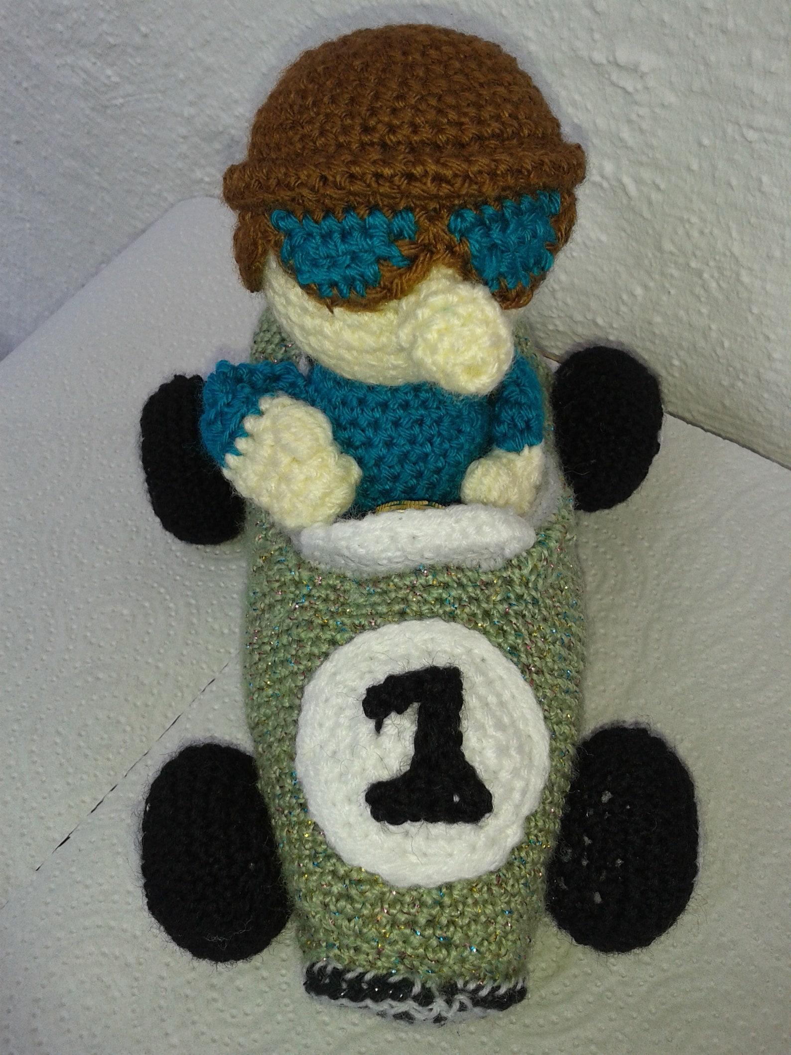 Racer Crocheted With Racing Car, Alfred the Racer Crocheted - Etsy