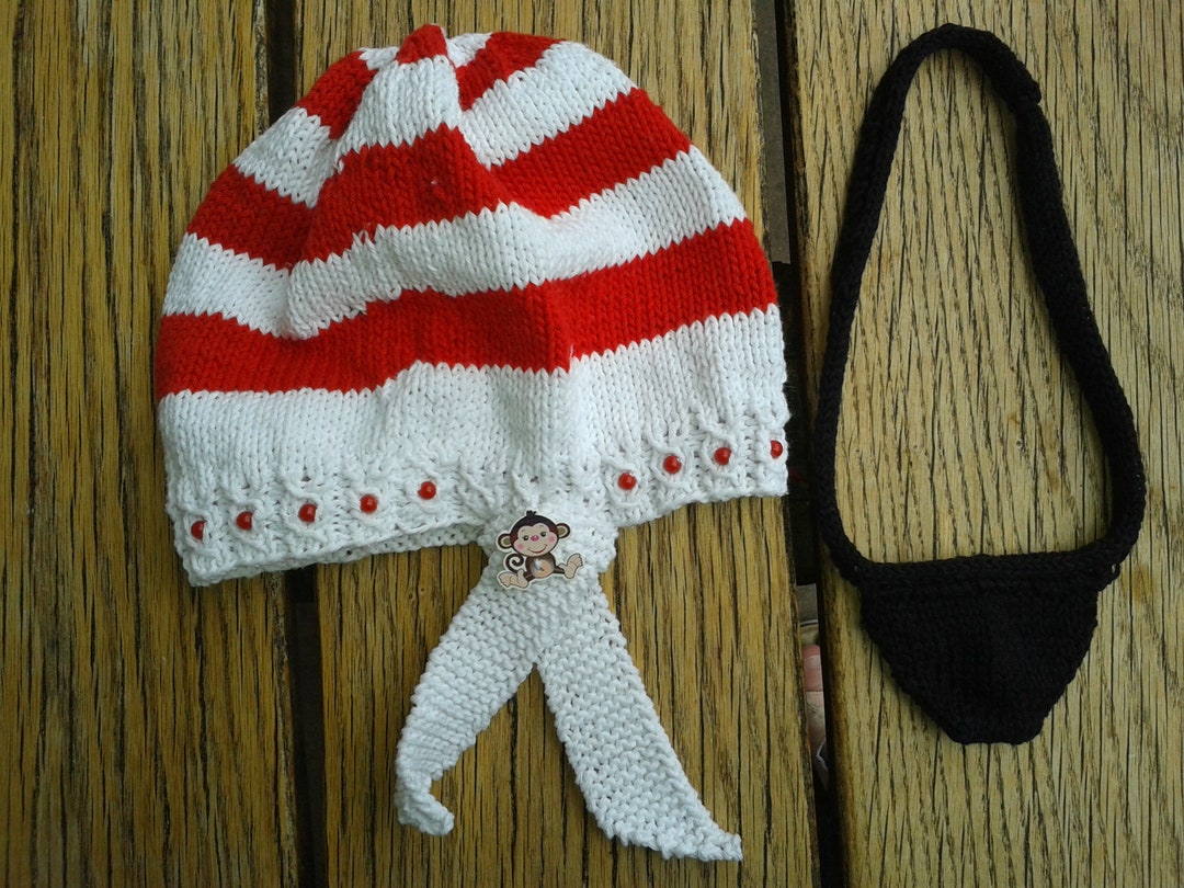 Pirate Scarf Hand-knitted, Pirate Hat Knitted Size 39-43, Pure Cotton ...