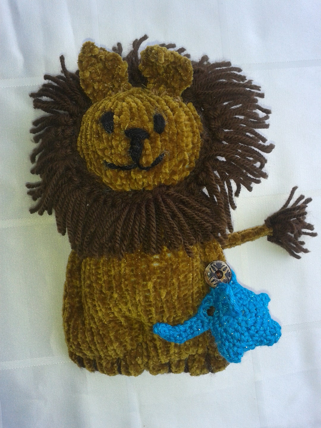 Knitted Lion, Amigurumi Lion Knitted From Chenille Yarn and His Cuddly ...