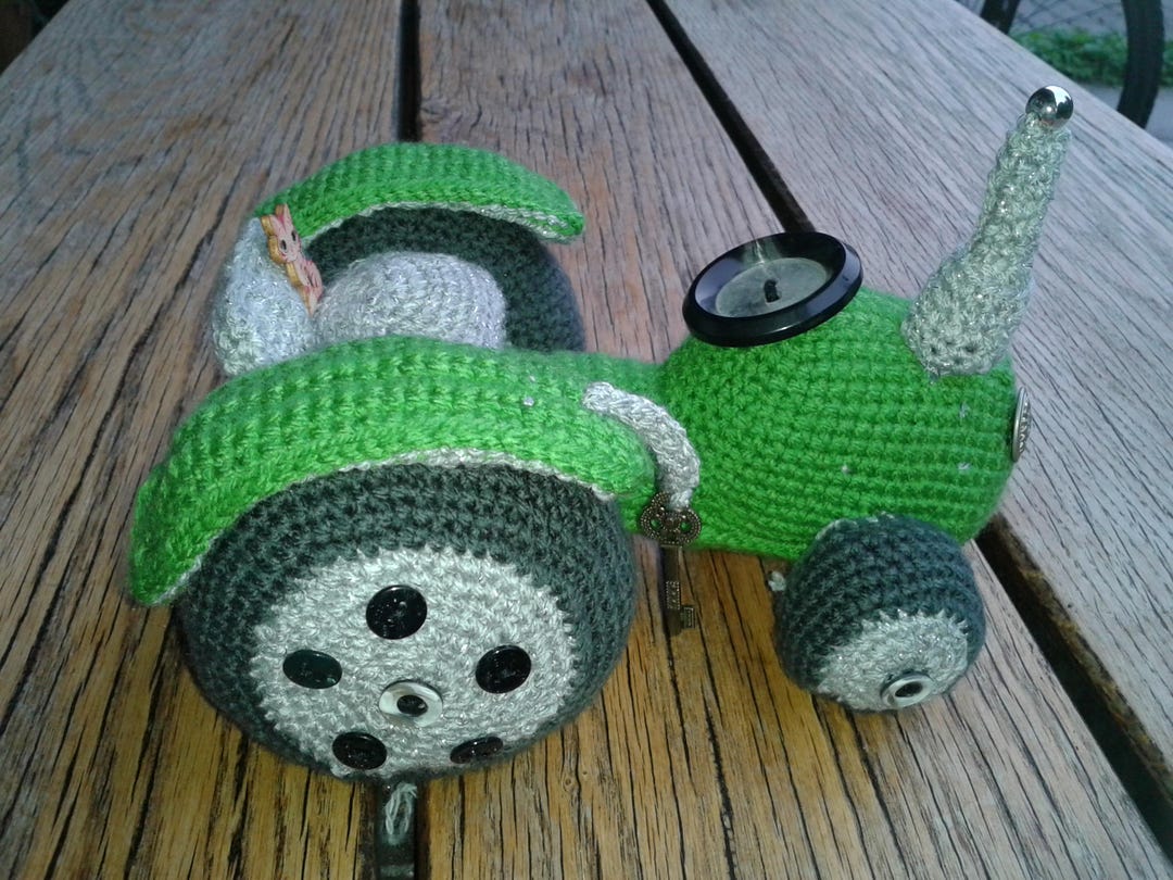 Crocheted Tractor, Small Green Tractor 20 X 17 X 17 Cm Made of ...