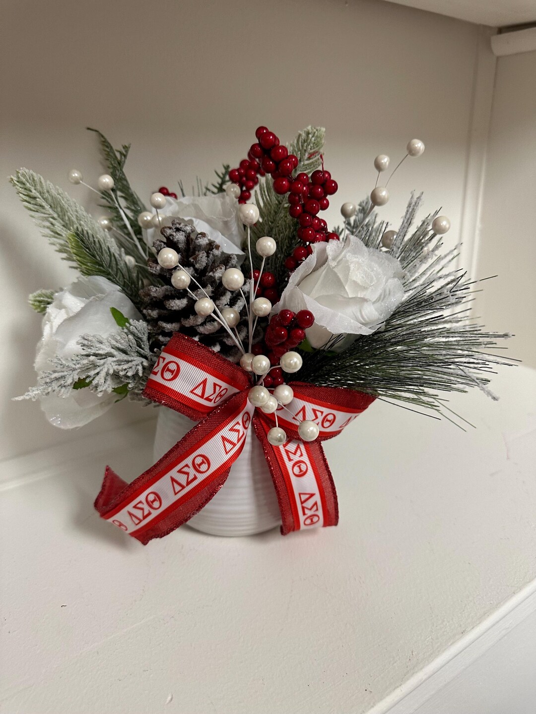 Delta Sigma Theta Floral Centerpiece, Winter Decor, Sorority Gift - Etsy