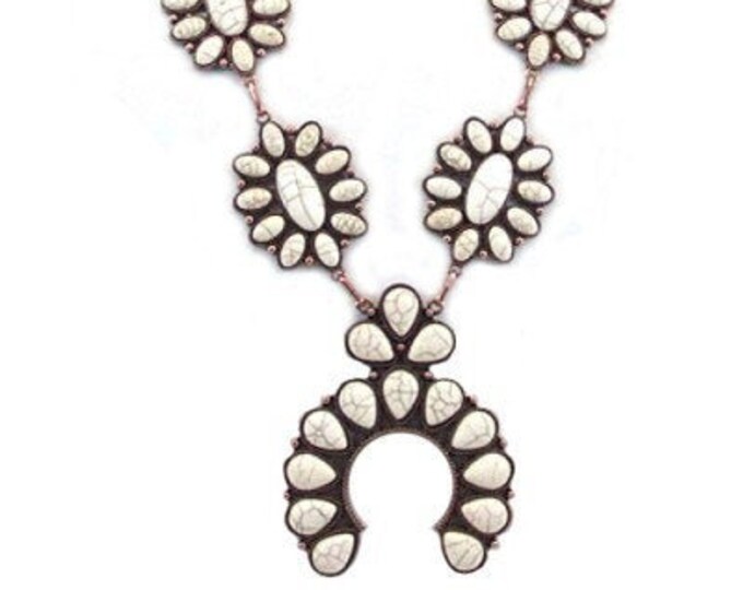 White Turquoise and Copper Squash Blossom on Chain Necklace - Etsy