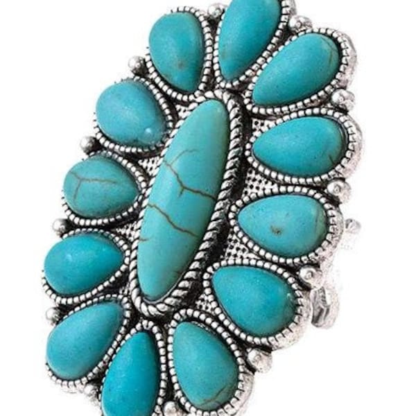 Large Turquoise Ring - Etsy