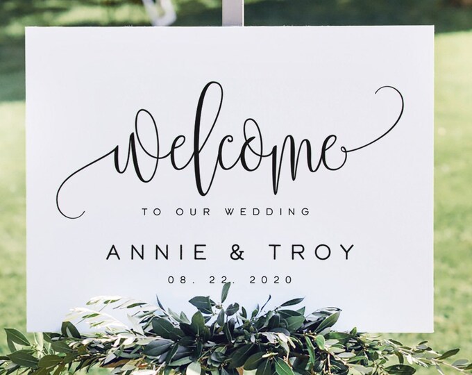 6 Sizes Wedding Welcome Sign Template, Welcome Sign Printable, Gold ...