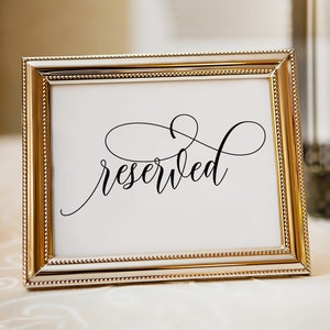 Printable Wedding Reserved Sign Printable Reserved Sign - Etsy