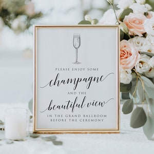 Champagne Sign Modern Wedding Drinks Sign Printable - Etsy