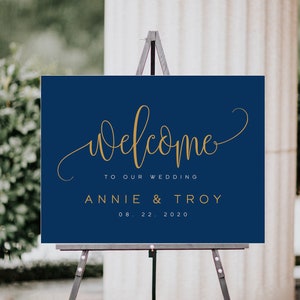 6 Sizes Wedding Welcome Sign Template, Welcome Sign Printable, Gold ...