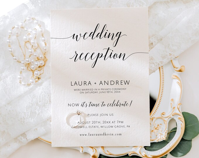 Modern Wedding Reception Invitation Template, Reception Party ...