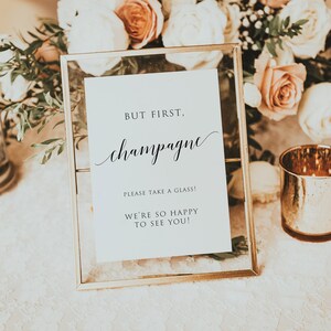 Champagne Sign Template, but First Champagne, Modern Minimalist Wedding ...