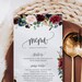 Floral Menu Card Floral Menu Template Burgundy Floral Menu - Etsy