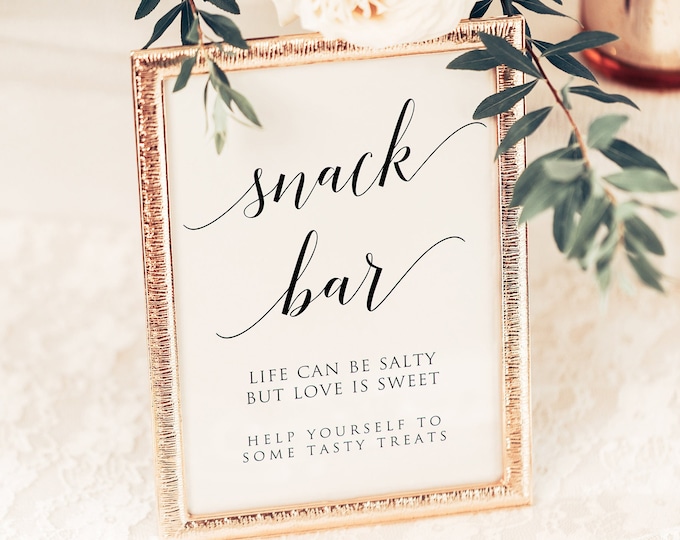 Printable Snack Bar Sign, Snack Bar Sign, Editable Snack Bar Sign ...