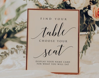 Find Your Table Sign, Please Find Your Seat Sign, Wedding Sign, Place ...