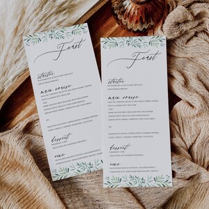 Greenery Menu Template Greenery Wedding Menu Wedding Menu - Etsy