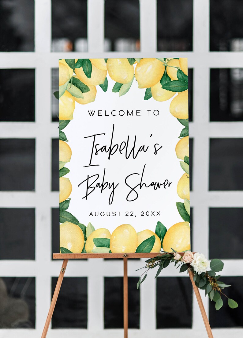 Lemon Baby Shower Welcome Sign Template Printable Welcome - Etsy