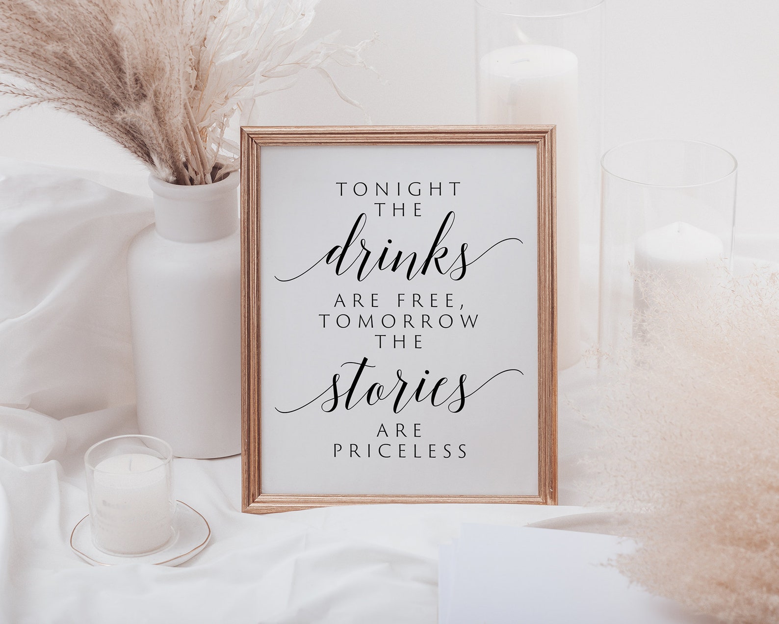 Printable Open Bar Sign Tonight's Drinks Are Free and | Etsy