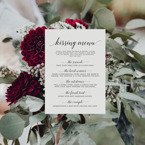 Kissing Menu, Wedding Ideas, Kissing Menu Printable, Wedding Games ...