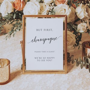 Champagne Sign Template, but First Champagne, Modern Minimalist Wedding ...