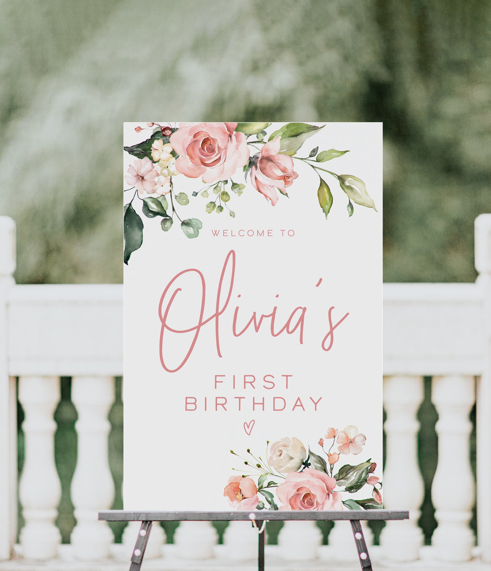 Floral Birthday Welcome Sign Template Printable First Welcome - Etsy