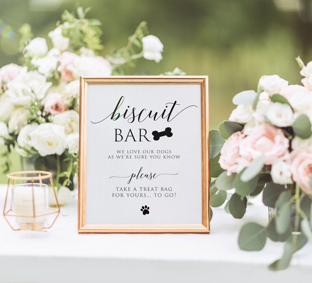 Wedding Favor Sign Template, Dog Treat Wedding Favors Sign, Biscuit Bar ...