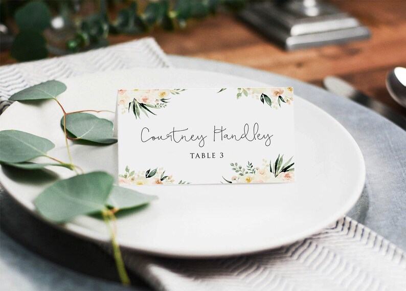 Printable Place Card Template Greenery Place Cards Template | Etsy