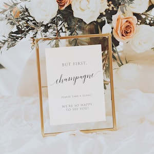 Champagne Sign Template, but First Champagne, Modern Minimalist Wedding ...