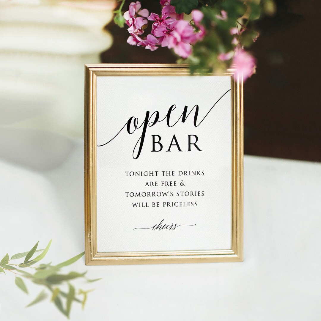 Open Bar Sign, Wedding Open Bar Sign, Printable Wedding Bar Sign ...