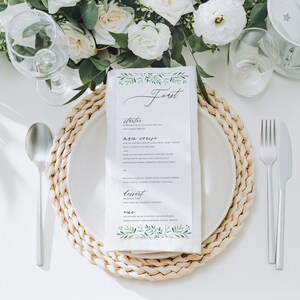 Greenery Menu Template Greenery Wedding Menu Wedding Menu - Etsy