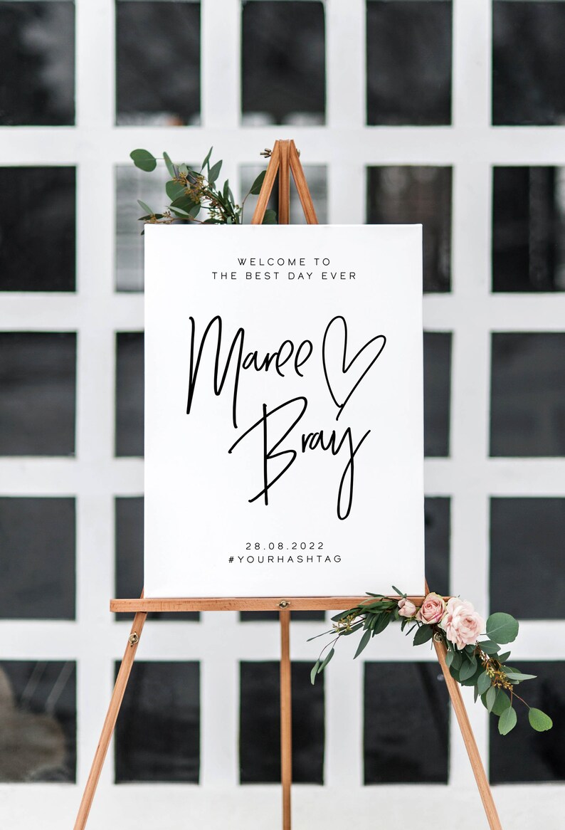 6 Sizes Wedding Welcome Sign Template Printable Welcome Sign | Etsy