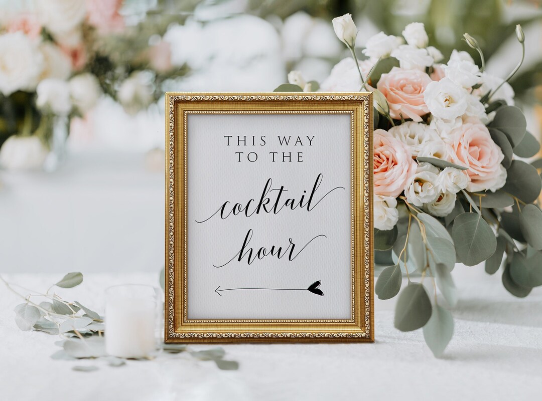 This Way to Cocktail Hour, Cocktail Hour Sign, Cocktail Hour Wedding ...
