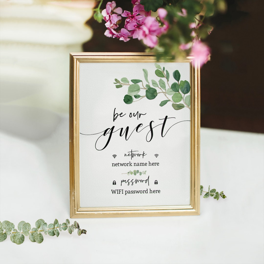Wifi Sign Template, Printable Wifi Password, Guest Room Internet Sign ...